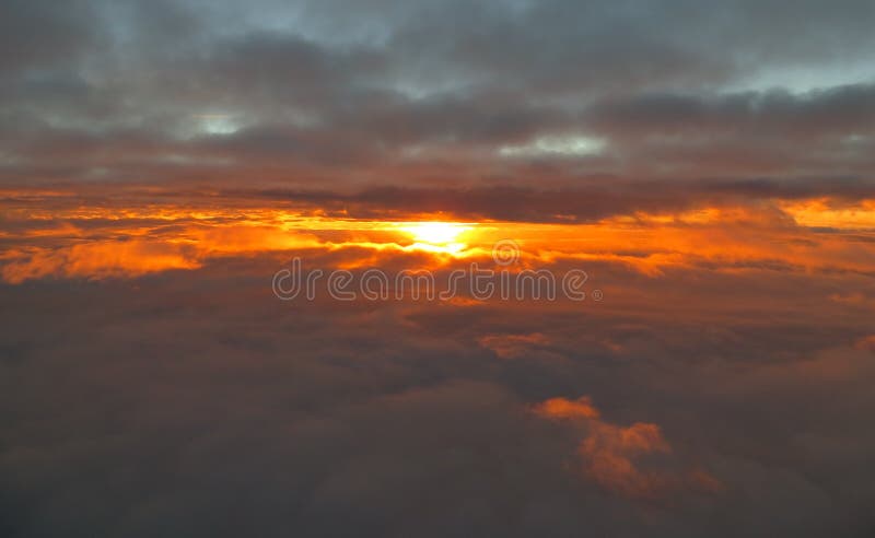 Aerial View of Sunrise between Cloud Layers. Stock Photo - Image of ...