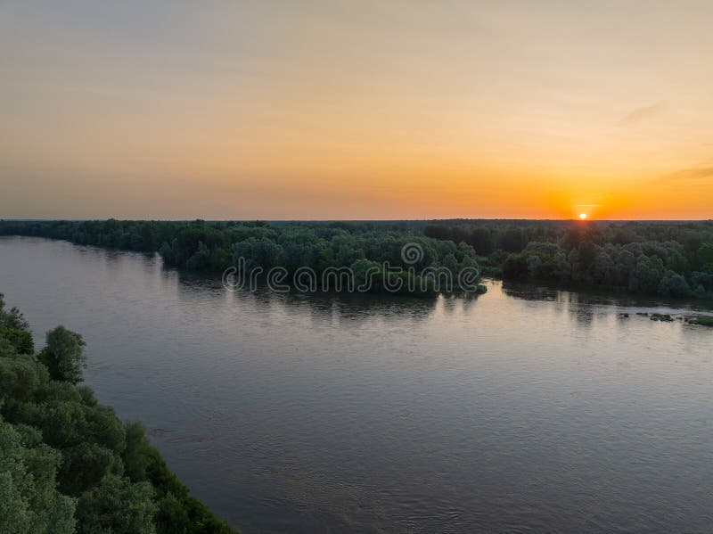 Aerial View of the Sunrise on the Drava River Stock Photo - Image of ...