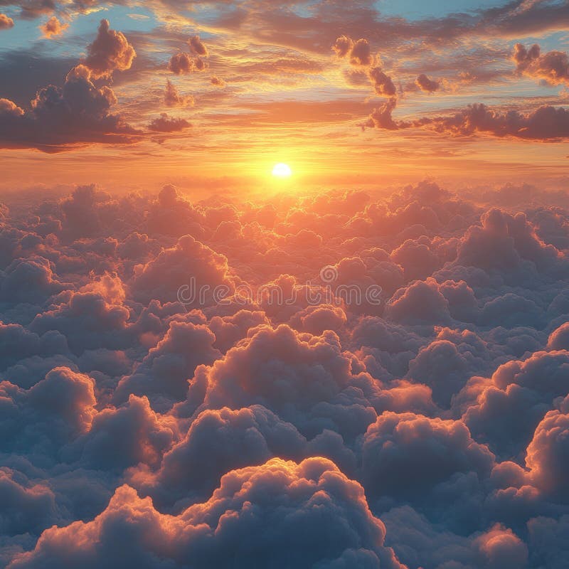 Aerial View of Sunrisesunset, with Clouds Casting Dynamic Patterns and ...