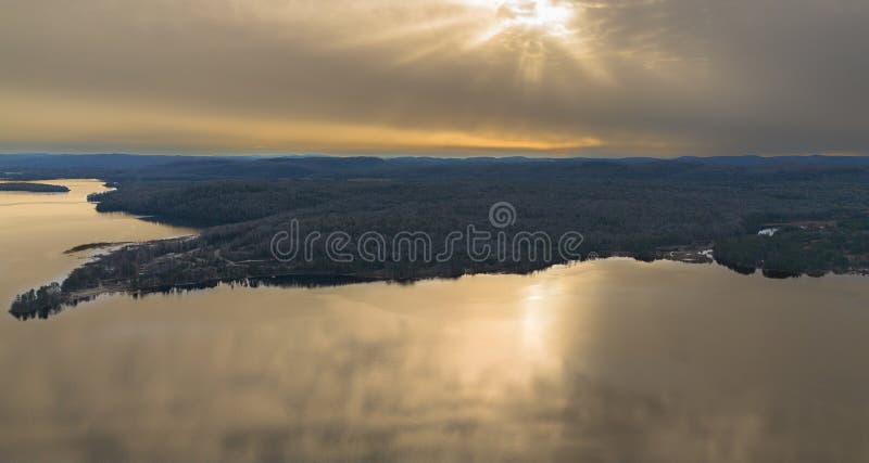 Aerial View of a Sunset on the Canadian Countryside Stock Image - Image ...