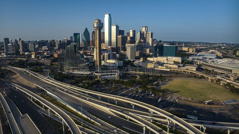Aerial View at Sunset of Dallas Skyline Editorial Photo - Image of ...