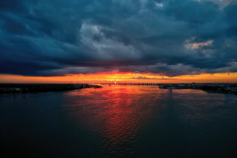 Aerial View Sunset Delaware River Philadelphia Stock Image - Image of ...
