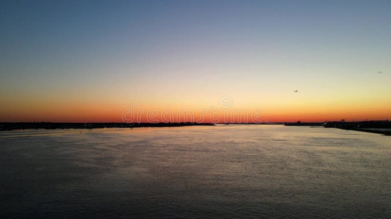 Aerial View of Sunset on the Delaware River Philadelphia Stock Video ...