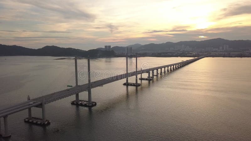 Aerial View Sunset at Penang Second Bridge. Stock Footage - Video of ...