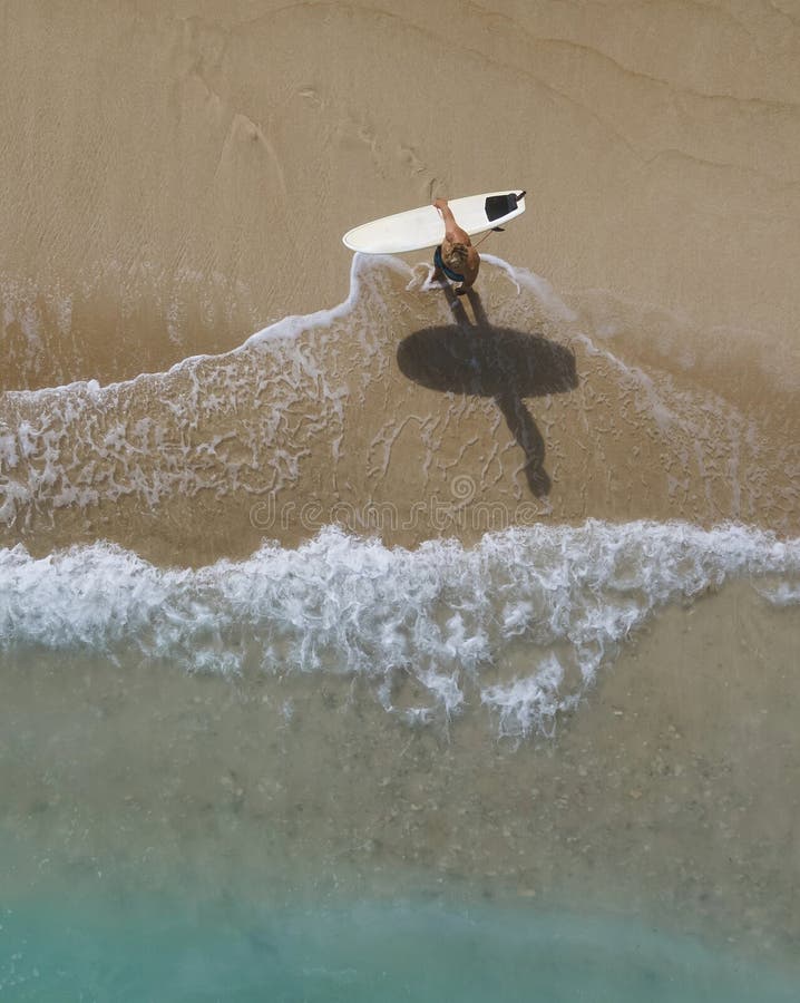 Aerial View of Surfer at the Beach Stock Photo - Image of male ...
