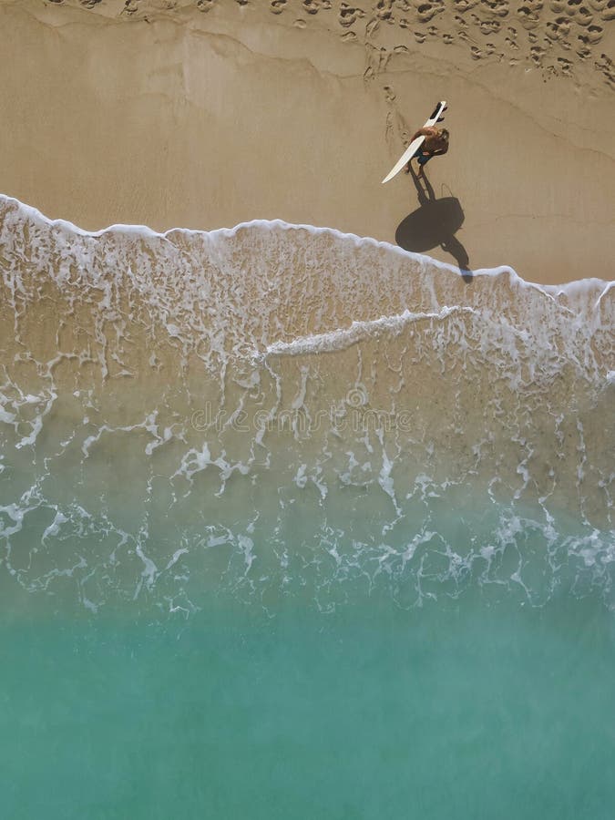Aerial View of Surfer at the Beach Stock Photo - Image of nature, sand ...