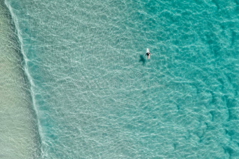 Aerial View of a Surfer in the Shallow Water Stock Photo - Image of ...