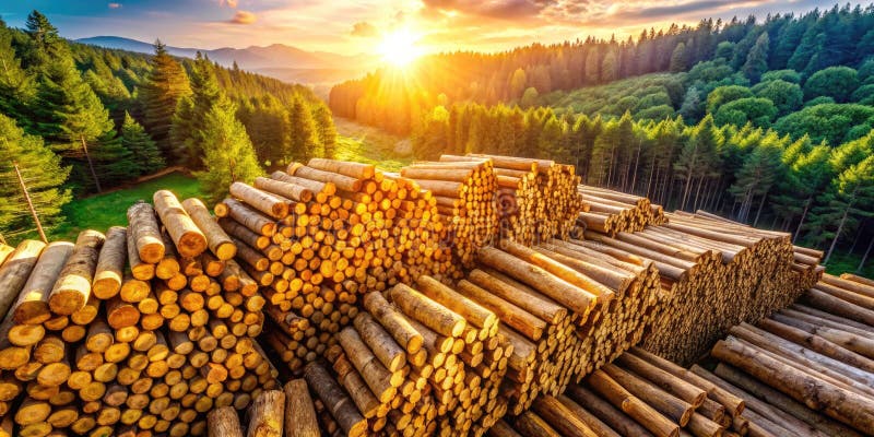 Aerial View of Sustainable Timber Stacks a Glimpse into Responsible ...