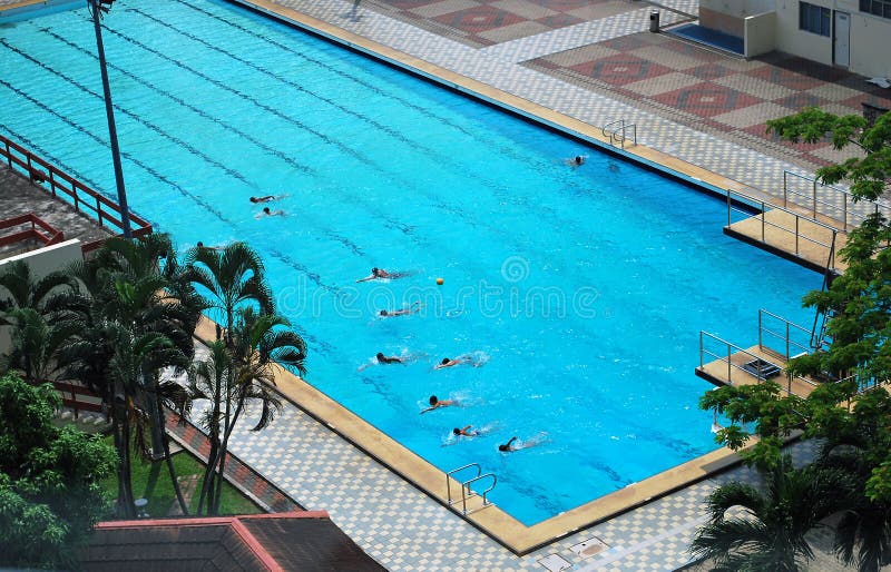 Aerial View of a Swimming Pool Stock Photo - Image of lifestyle, aerial ...