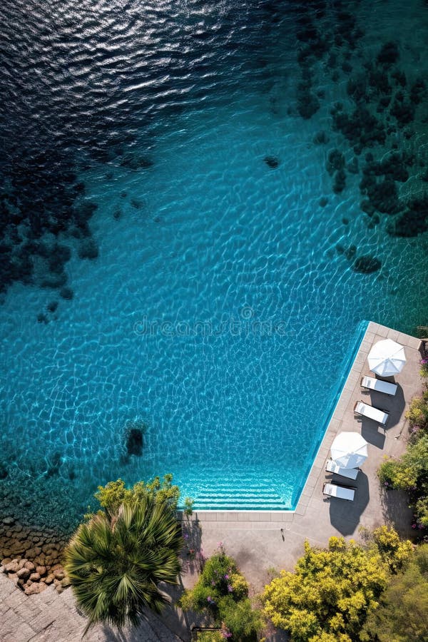 Aerial View of Swimming Pool in Luxury Hotel Resort, Greece. Stock ... Aerial View of Swimming Pool in Luxury Hotel Resort, Greece. Stock ...
