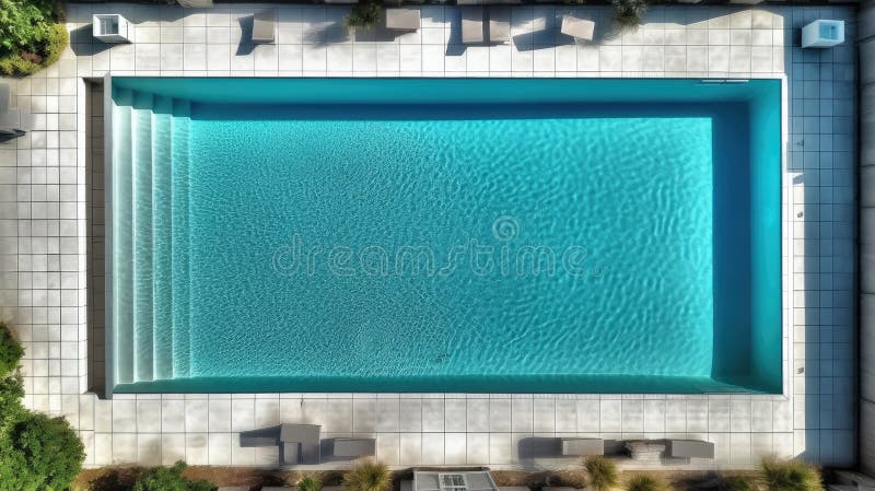 Swimming Pool Graphic Aerial Top View Black White Landscape Sketch ...