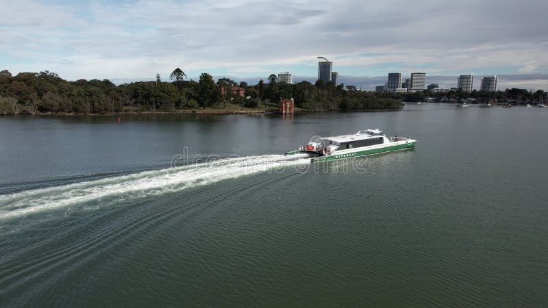 Aerial View of Sydney Ferry Leaving the Ferry Stop Stock Video - Video ...