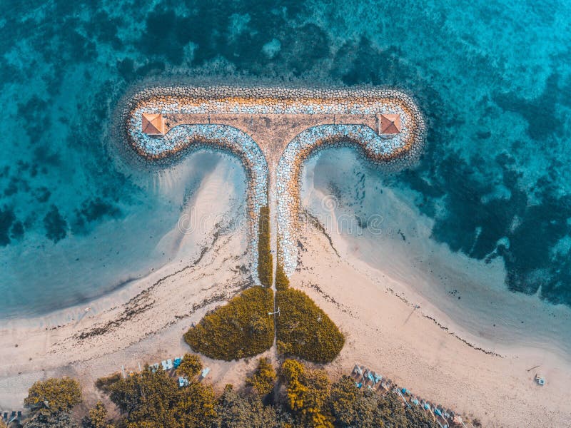 Aerial View Of T-shaped Island Stock Photo - Image of beach, travel ...