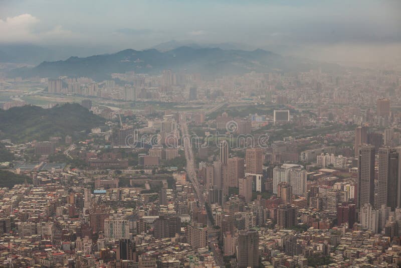Aerial view of Taipei city stock photo. Image of mountain - 84830854