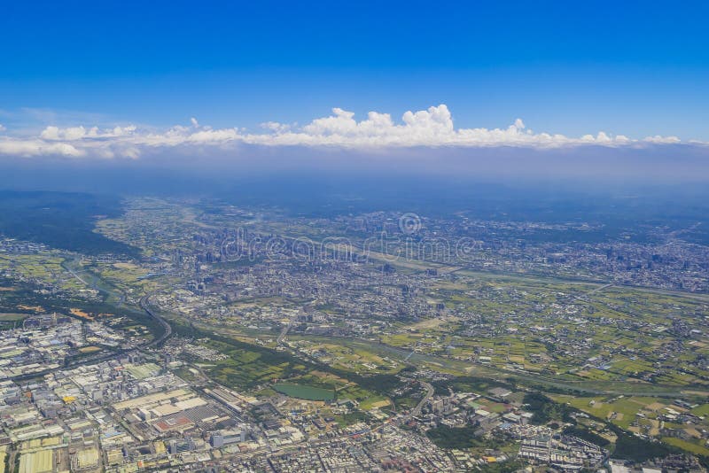 Aerial View of Taiwan from a Airplane Stock Image - Image of urban ...