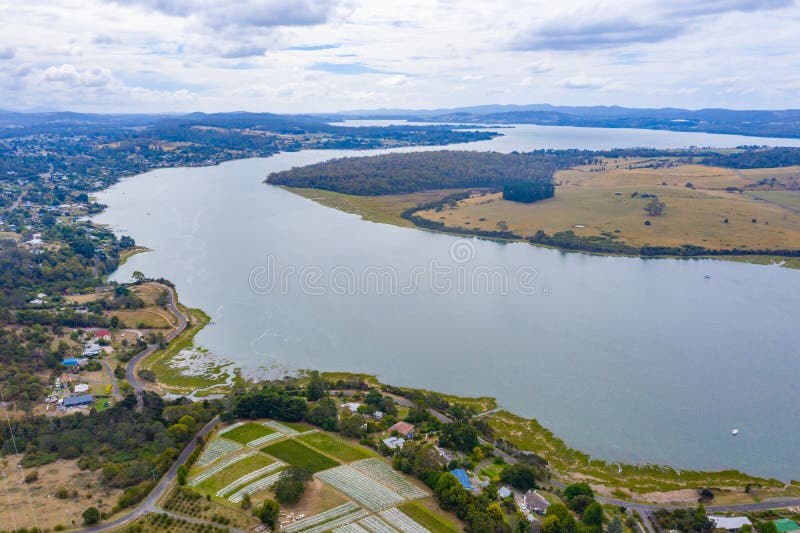 Aerial View of Tamar River in Tasmania, Australia Stock Image - Image ...