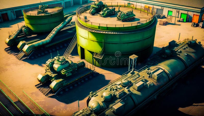 An Aerial View of Tanks and Other Vehicles. Generative AI Stock ...