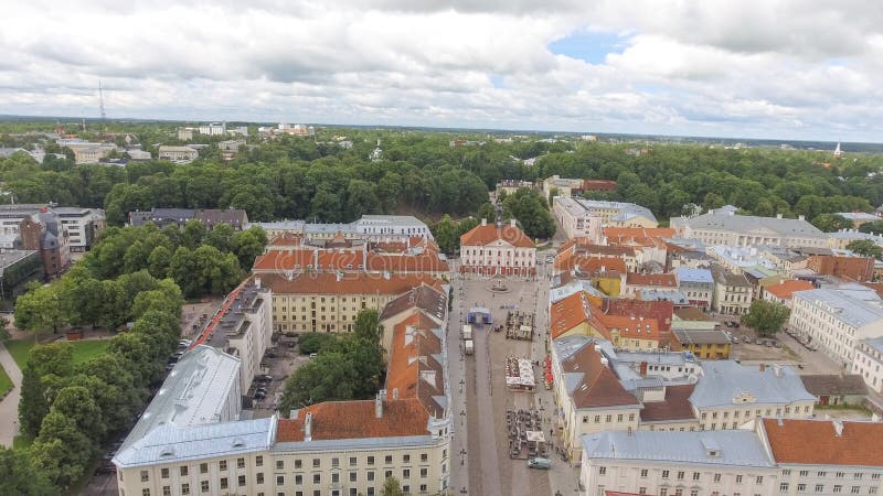 View of the Tartu Town Hall and Town Hall Square Stock Photo - Image of ...