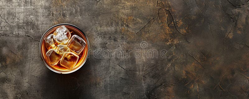 Aerial View of a Tasty Drink with Ice Placed on a Smooth Surface ...