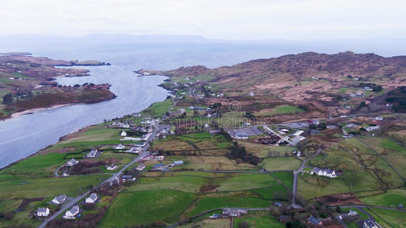 Aerial View of Teelin in County Donegal, Ireland Stock Footage - Video ...
