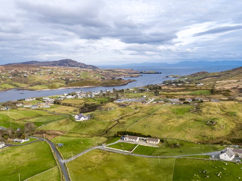Aerial View of Teelin in County Donegal, Ireland Stock Photo - Image of ...