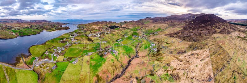 Aerial View of Teelin in County Donegal, Ireland Stock Image - Image of ...