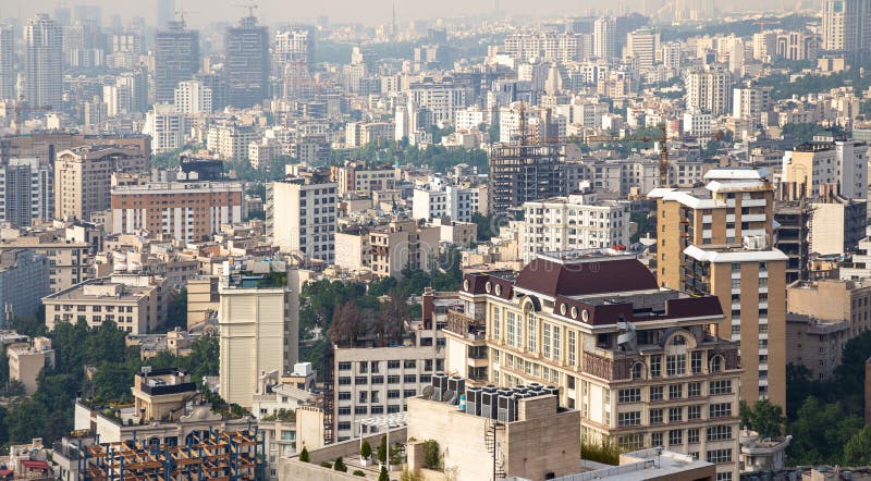 Aerial View of Tehran Cityscape with Multiple Buildings in Iran Stock ...