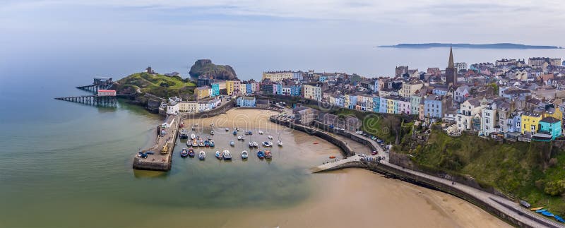 View Of Tenby Harbour, With Castle Hill. Stock Photo - Image of summer ...