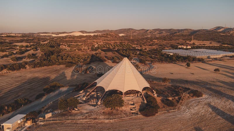 Aerial View of a Tent at Kalavasos Archaeological Site Stock Image ...