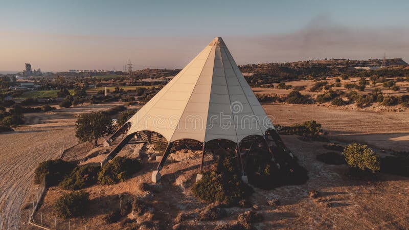 Aerial View of a Tent at Kalavasos Archaeological Site Stock Image ...