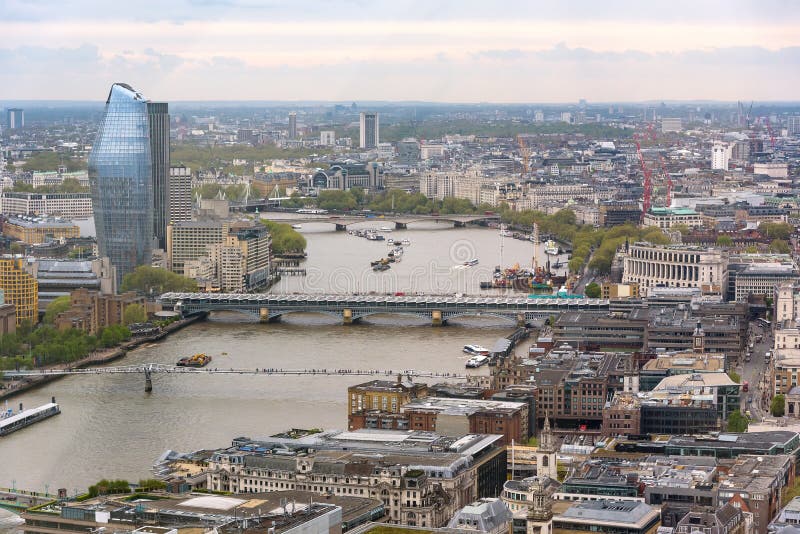 Aerial View of Thames River in London Stock Image - Image of landmark ...