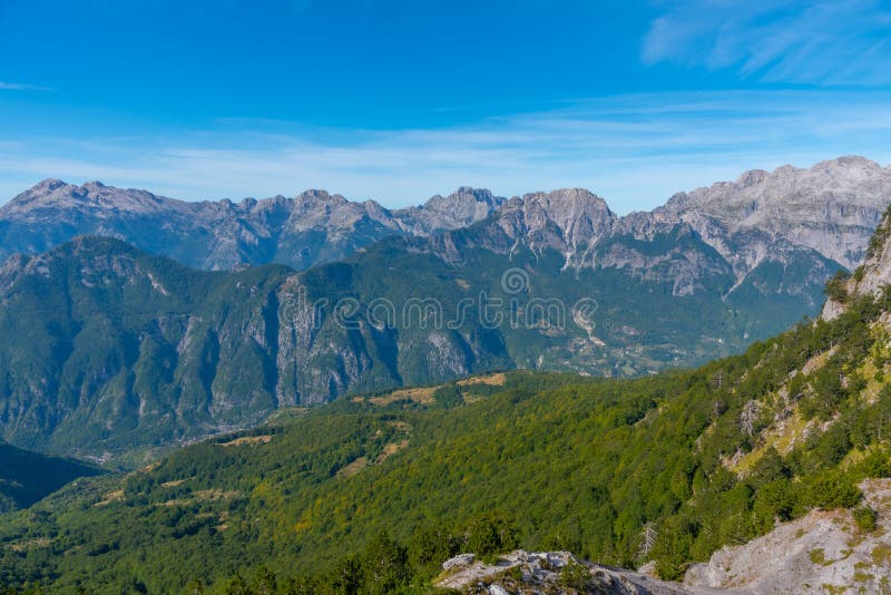 Aerial View of Theth Valley in Albania Stock Image - Image of canyon ...