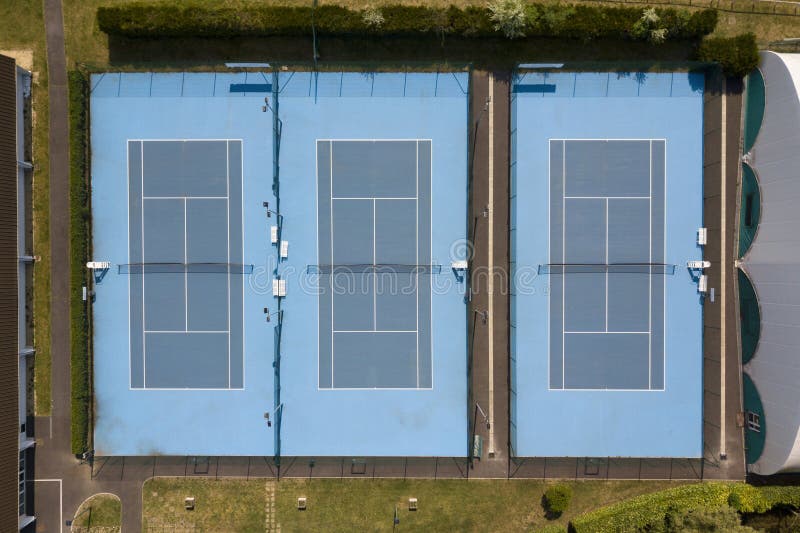 Aerial View of Three Tennis Courts Stock Image - Image of outdoors ...
