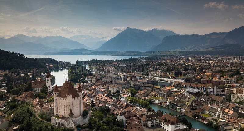 Aerial view of Thun editorial stock image. Image of aerial - 235839399