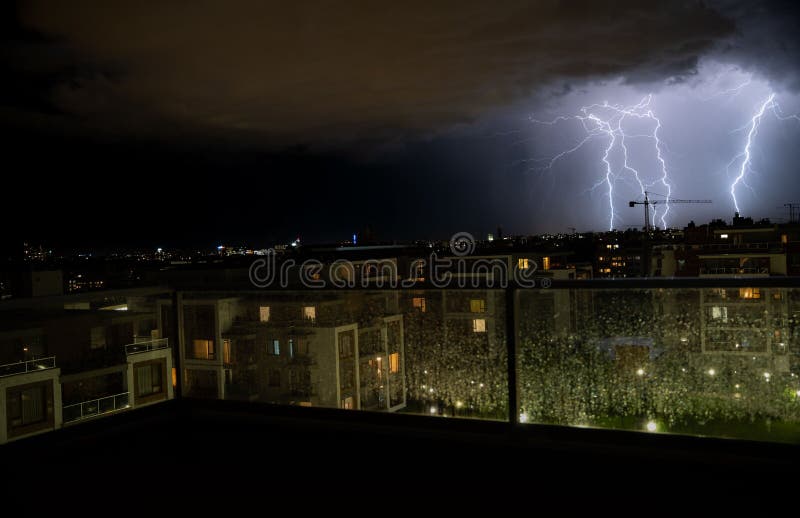 Aerial View of a Thunder Storm Over the City Editorial Stock Image ...