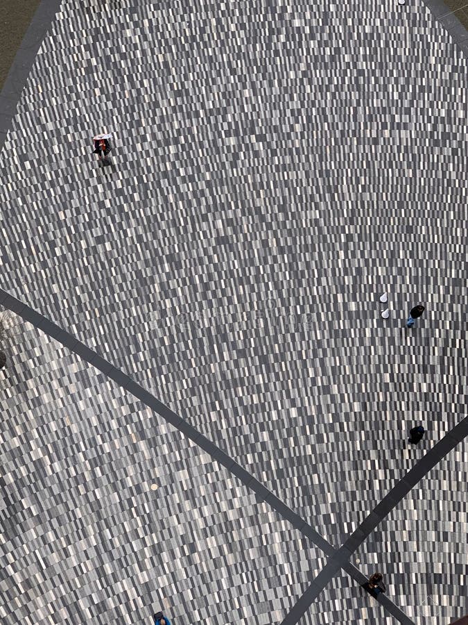 Aerial View of Tiled Pavement and People Walking Stock Photo - Image of ...
