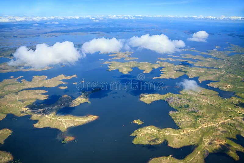Aerial View To Archipelago Under Few Fluffy Clouds Stock Photo - Image ...