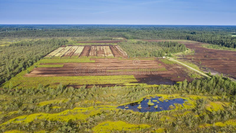 Aerail of the Partly Destroyed Bog Landscape Stock Photo - Image of ...