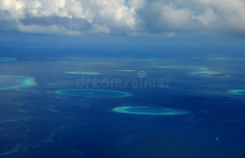Aerial View To Coral Reef Rounded Formations Stock Photo - Image of ...