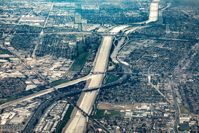 Aerial View To Los Angeles with Houses and Streets in Rectangular ...