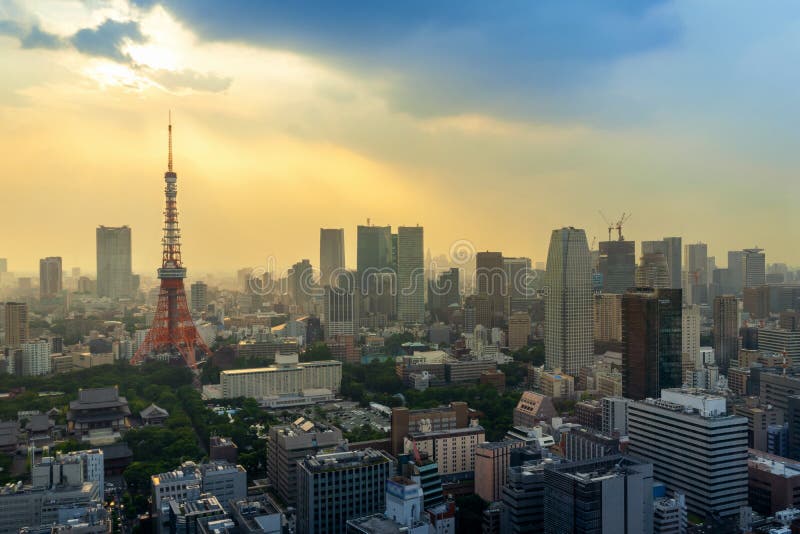 Aerial View of Tokyo Cityscape in Japan Stock Photo - Image of evening ...