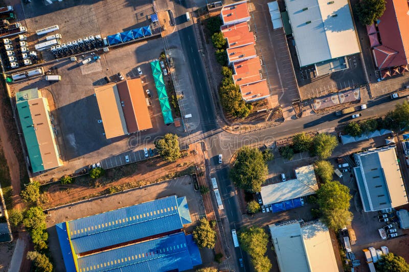 Aerial View Top Down Drone of the Industrial Zone in Gaborone in ...