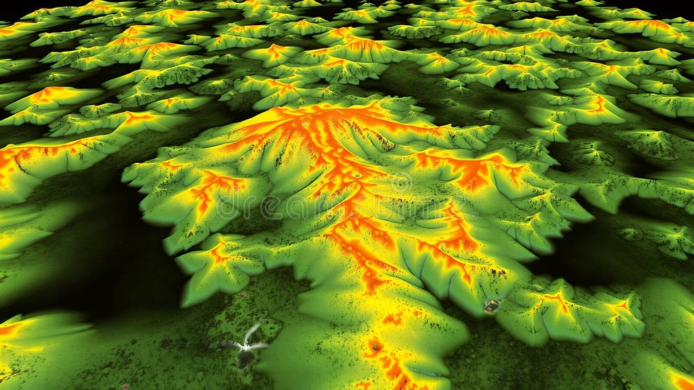 Aerial View of a Topographic Map Displaying Mountainous Terrain with a ...