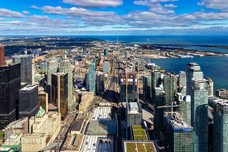 Aerial view of Toronto stock image. Image of lake, cloud - 263124123