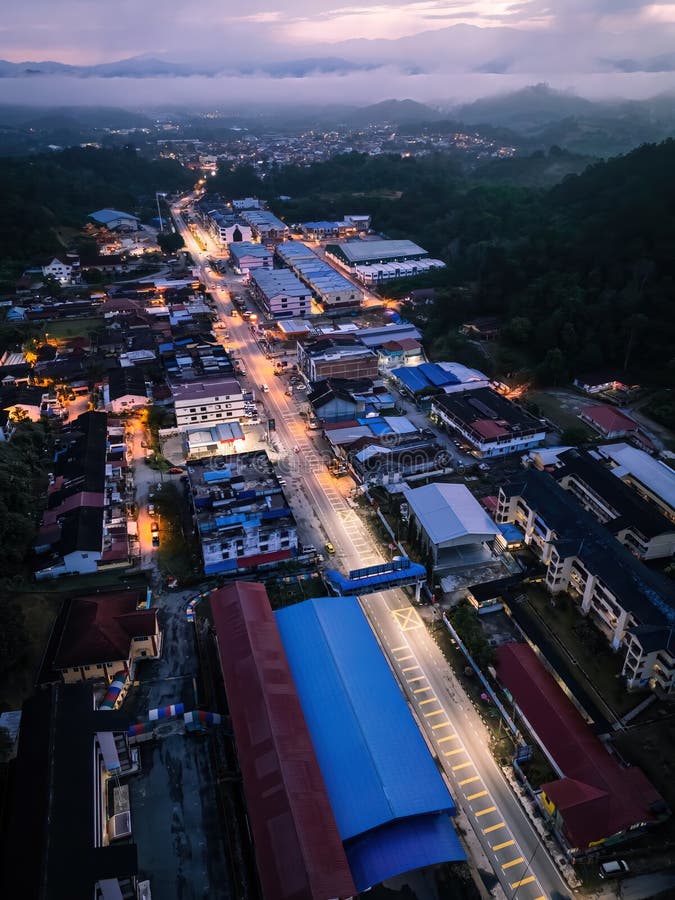 Aerial View of the Town of Raub in Pahang at Dawn Time Stock Photo ...