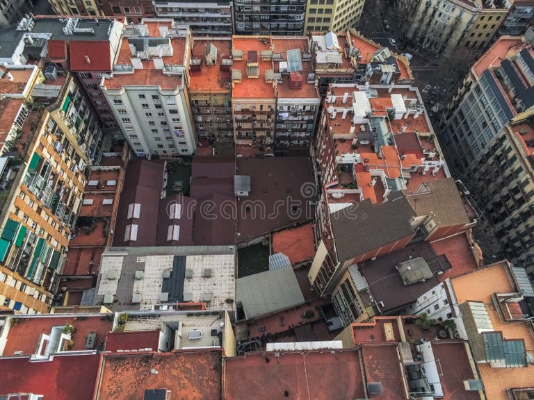 Aerial View of Town Rooftops Stock Photo - Image of vintage, rooftops ...