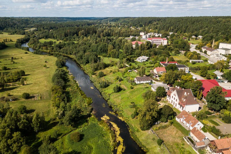 Aerial View of Town Sabile, Latvia Stock Image - Image of historic ...