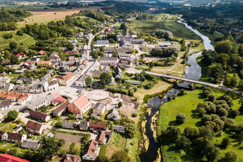 Aerial View of Town Sabile, Latvia Stock Image - Image of landscape ...