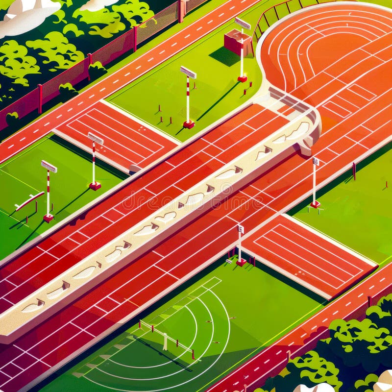 Aerial View of Track and Field with Stadium in the Background. AI Stock ...