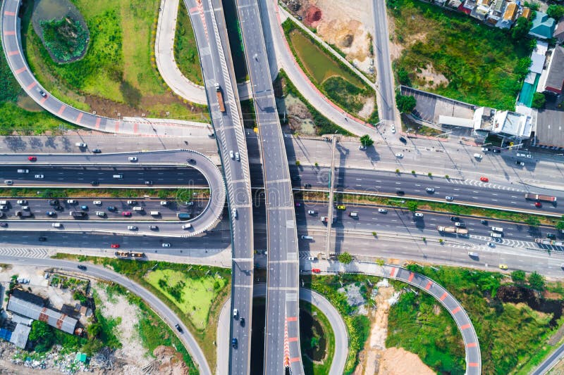 Aerial View of Traffic Intersection City Road Look Down Stock Image ...